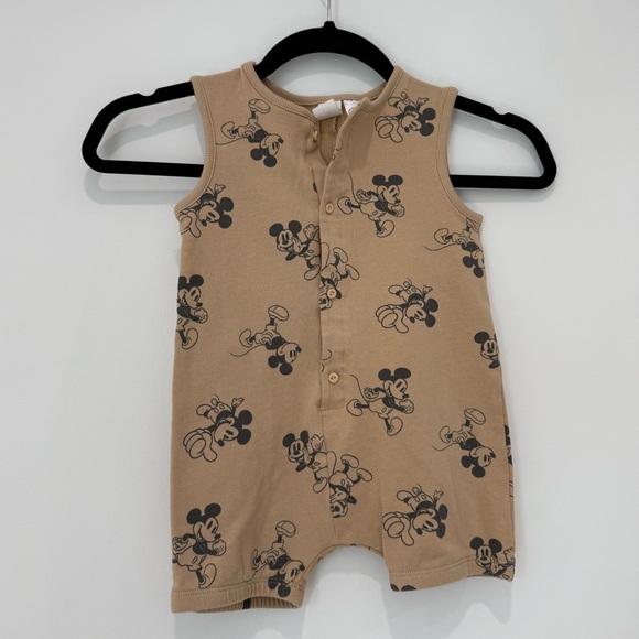 Disney | One Pieces | Disney Beige Romper With Mickey Design 8m | Poshmark